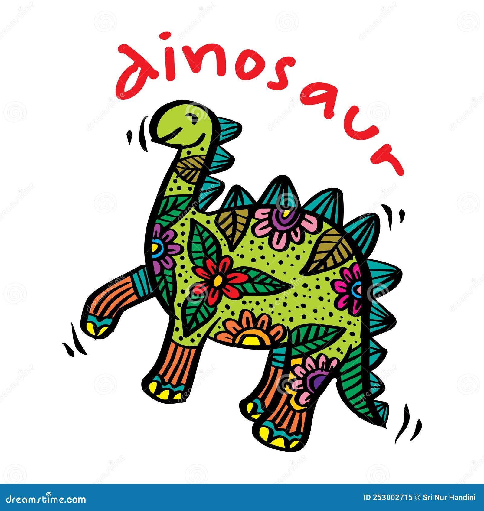 Hand Drawn Zentangle Dinosaur Illustration Stock Illustration ...