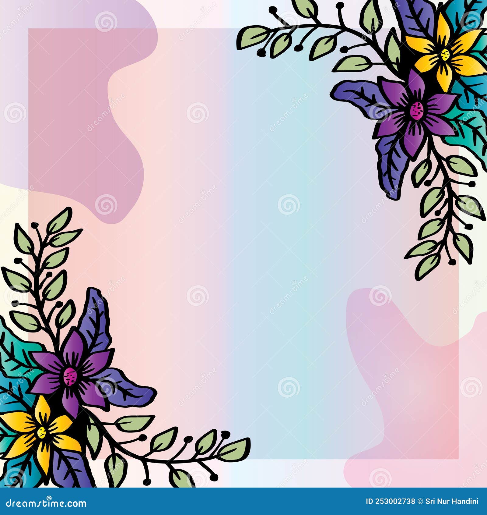 Floral Frame Hand Drawing Illustration Stock Vector - Illustration of ...