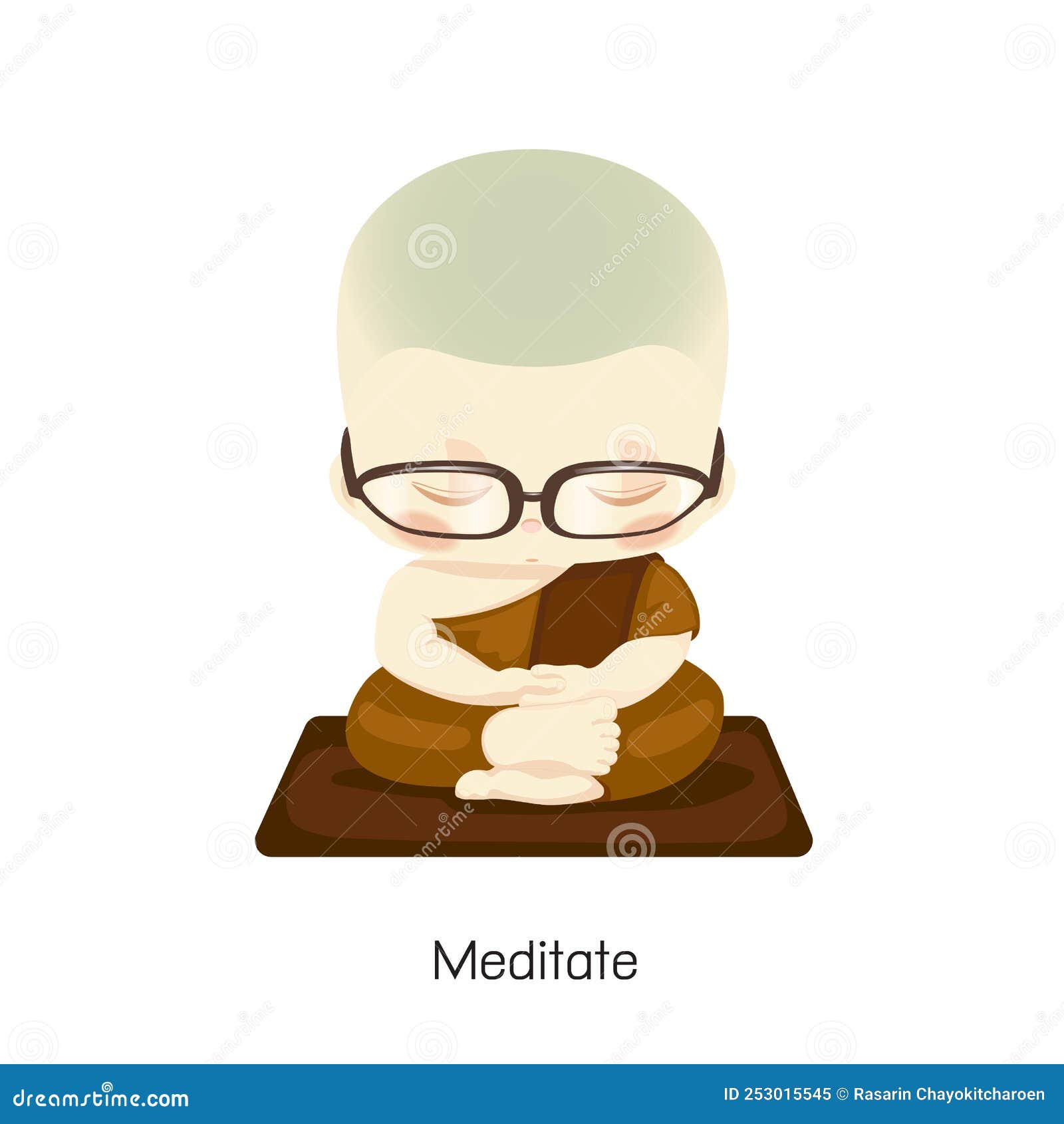 Novice In Sitting Meditation Hand Draw Cartoon Vector | CartoonDealer ...