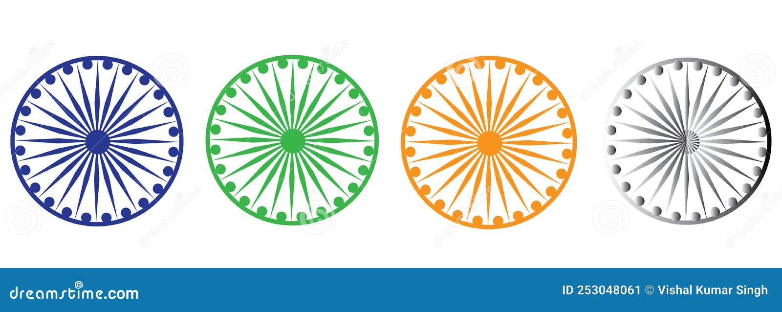 Illustration Vector Icon of Ashoka Chakra in Different Colors Easy To ...