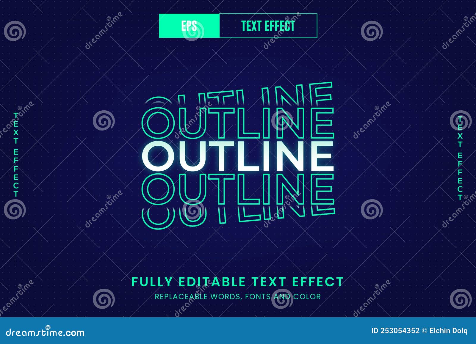Outline vector text effect stock vector. Illustration of cloud - 253054352