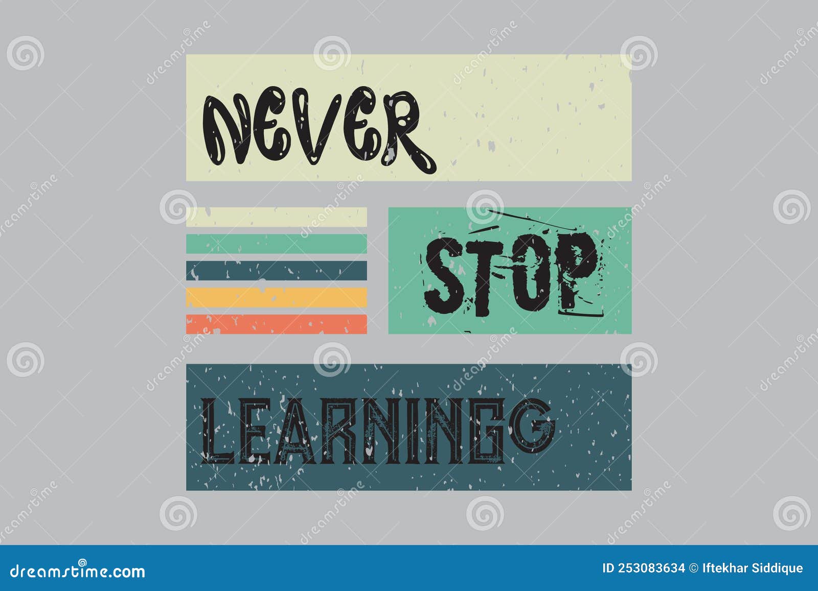 Never Stop Learning Trendy Typography T Shirt Design Stock Vector ...
