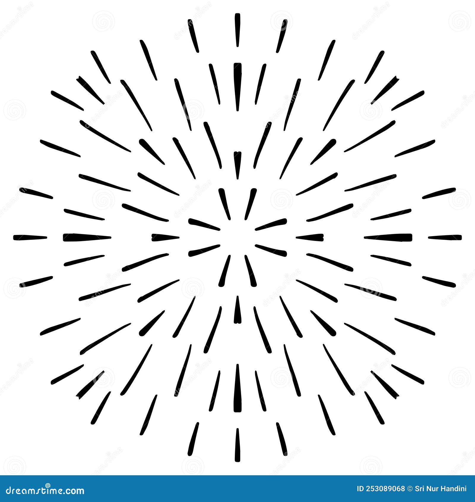 Hand Drawn Geometric Radial Line Sunburst Stock Illustration ...