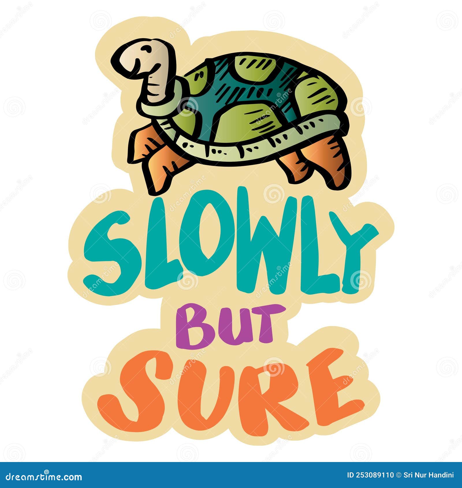 Slowly but Sure Hand Lettering with Cute Turtle. Stock Vector ...