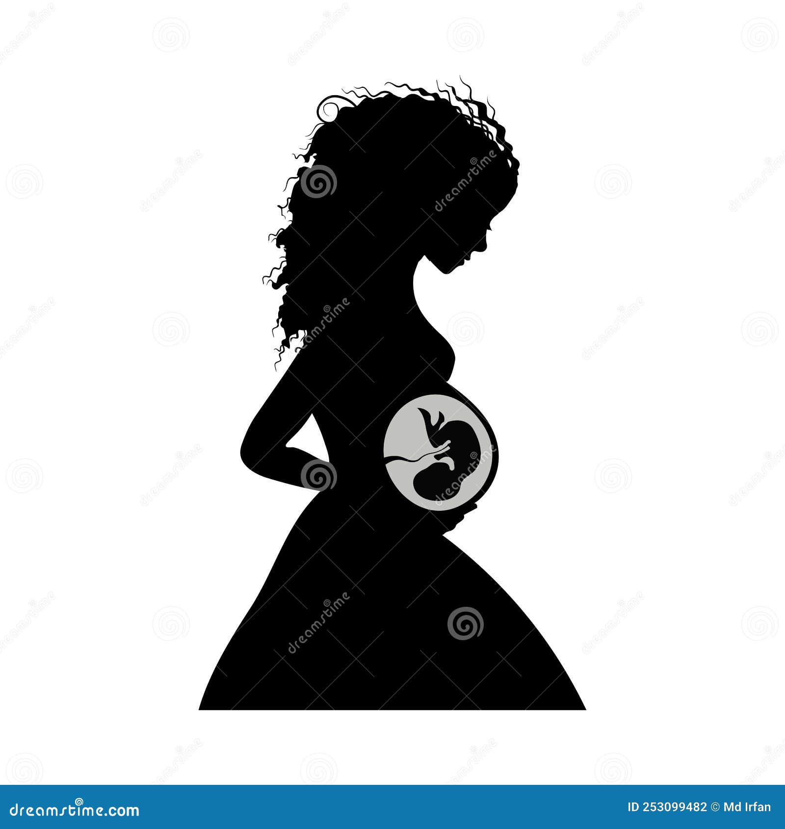 Vector Silhouette of a Pregnant Woman with the Fetus in the Womb Stock ...