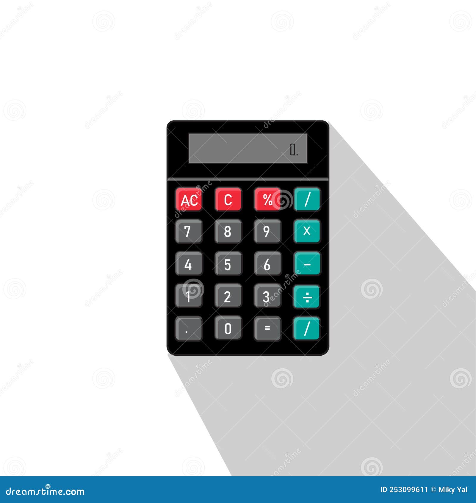 Basic Calculator with Set of Digits Isolated on White. Flat Design ...