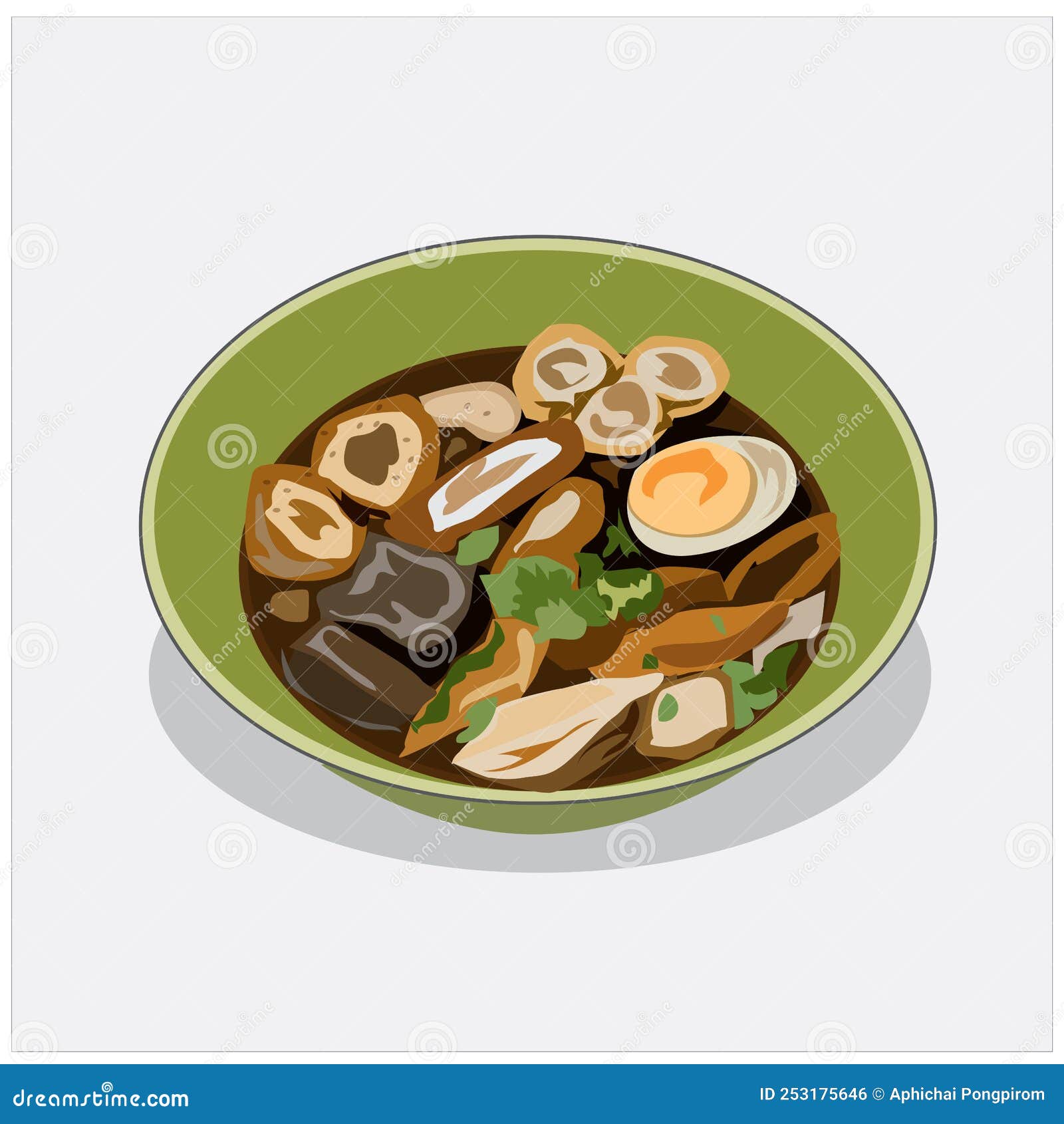 Crispy Pork Belly Rice .Top View Hand Draw Sketch Vector ...