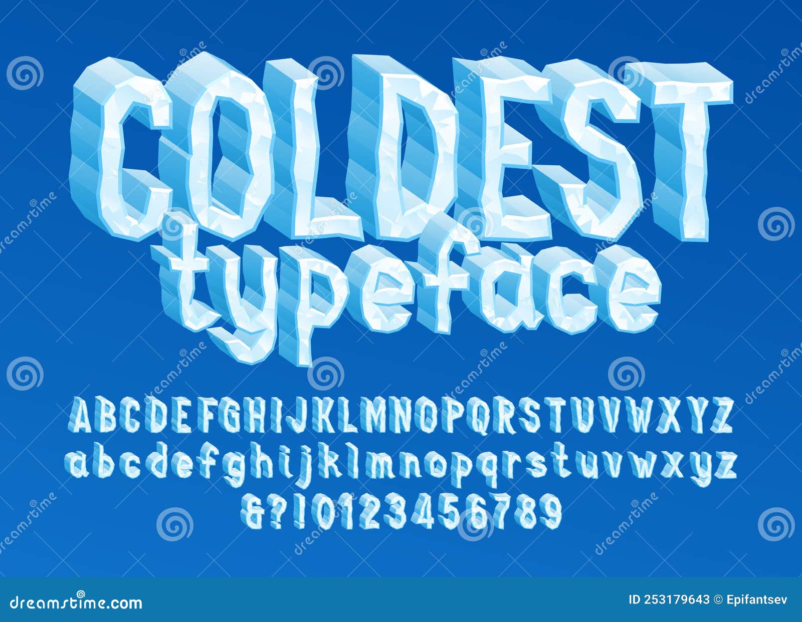 Coldest Alphabet Font. 3D Cartoon Ice Letters, Numbers And Symbols ...