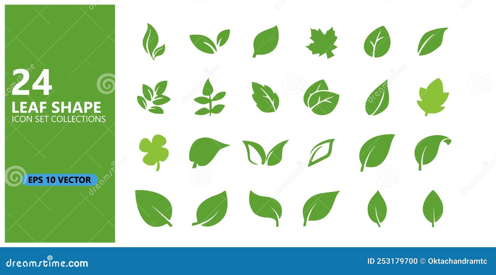 24 Sets Of Leaf Icons. EP10 Style Vector. Leaf Symbols That Can Be Used ...