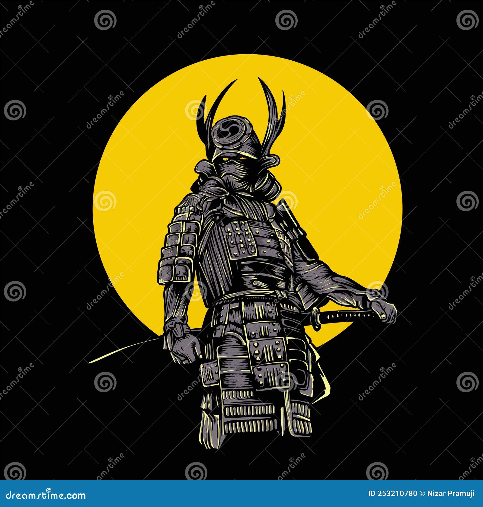 Samurai warrior vector stock vector. Illustration of tatto - 253210780