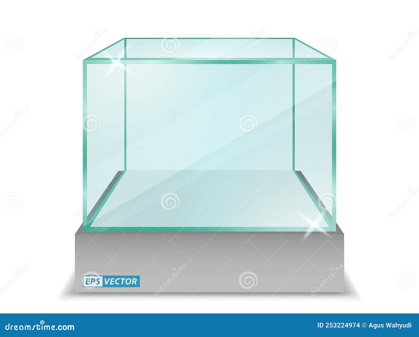 Realistic Empty Transparent Glass Box or Empty Glas Cube Box Showcase ...