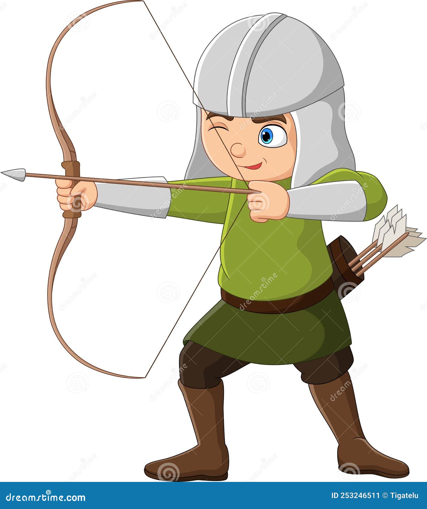 Cartoon Knight Archer with Arrow and Bow Stock Vector - Illustration of ...