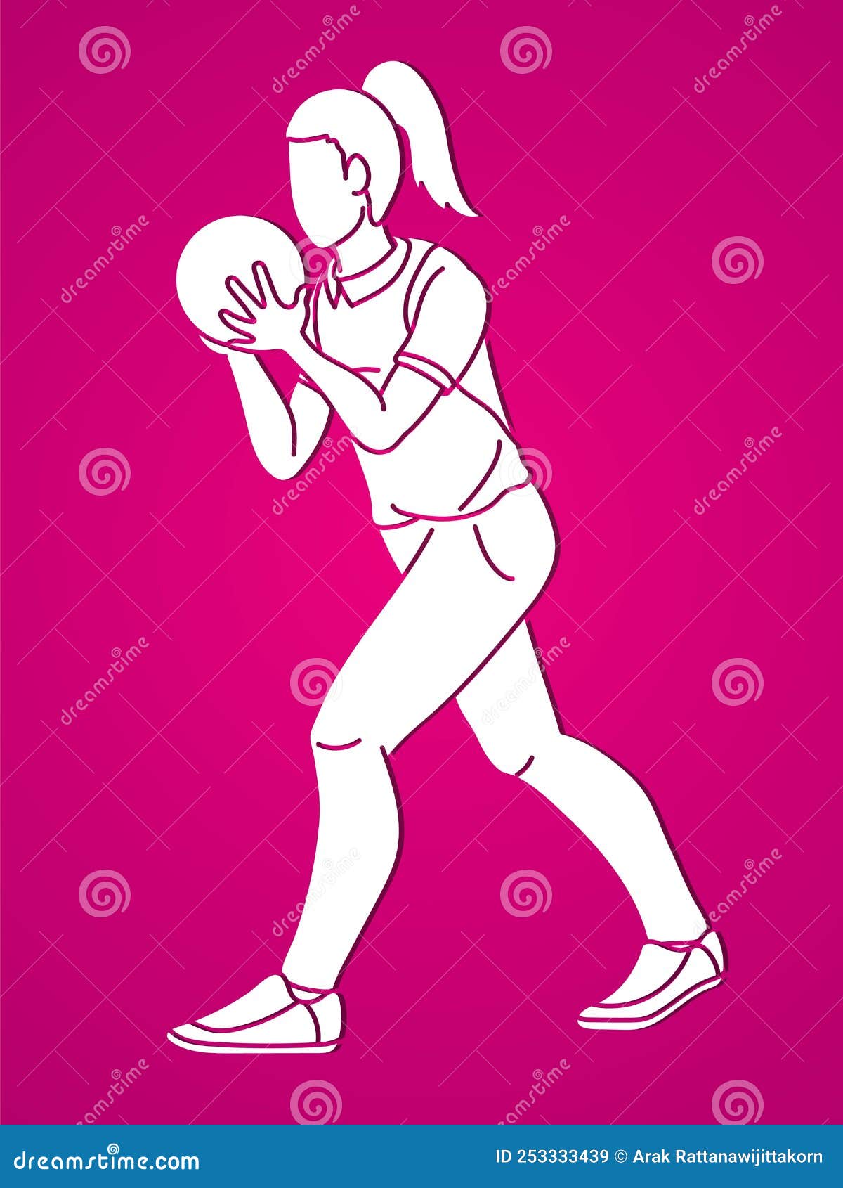 Bowling Sport Female Player Action Cartoon Graphic Vector Stock Vector ...