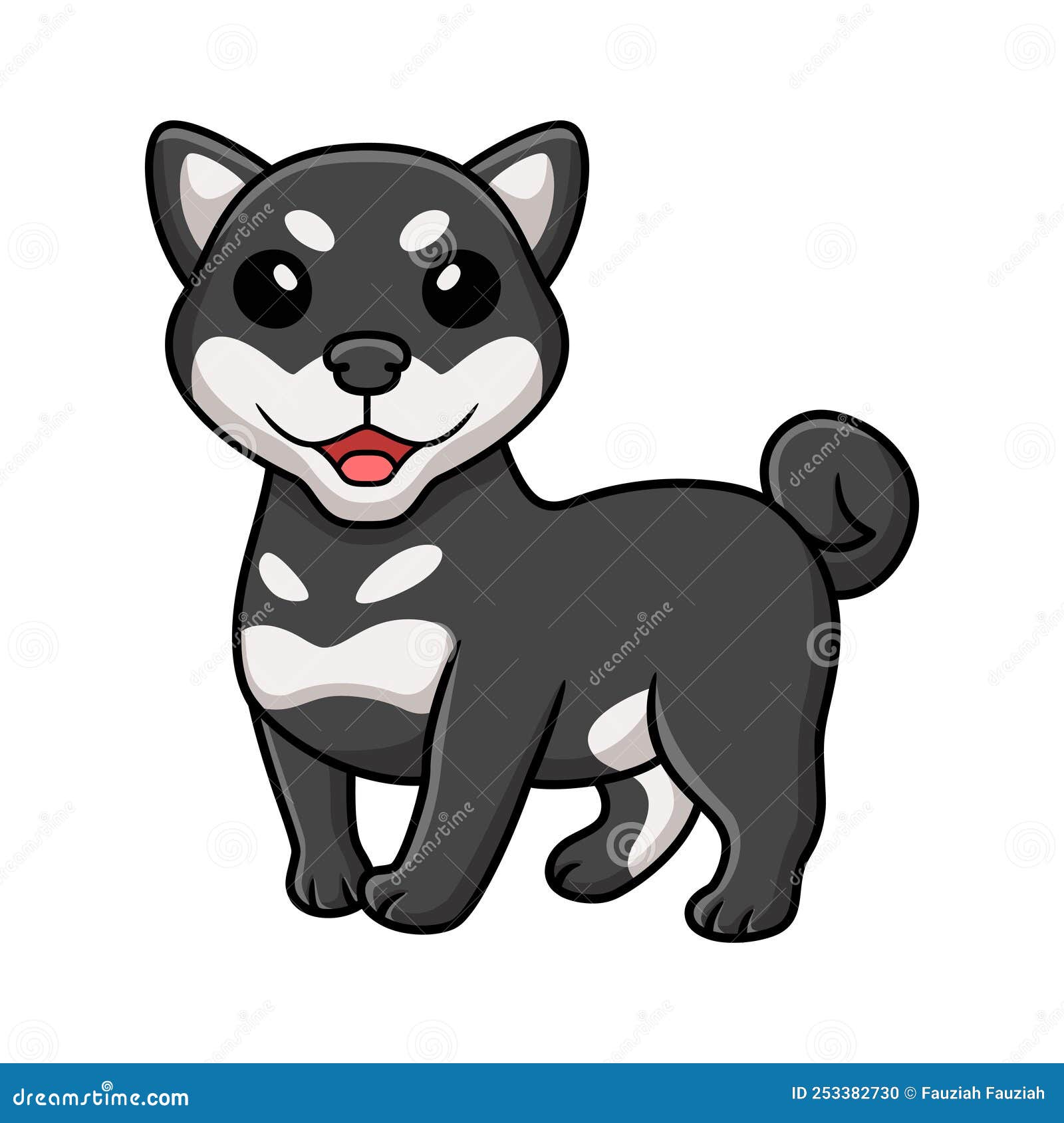 Cute Black Shiba Inu Dog Cartoon Stock Vector - Illustration of baby ...