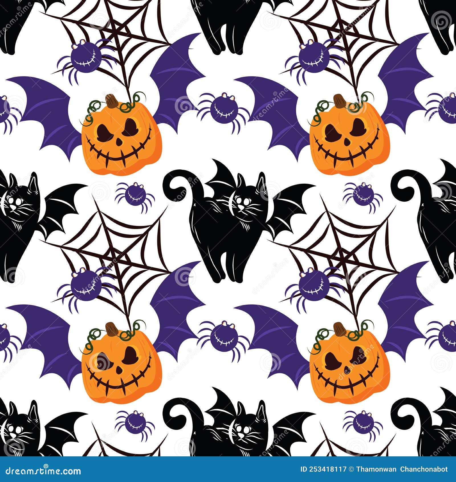 Halloween Cute Item Seamless Vector Design Stock Vector - Illustration ...