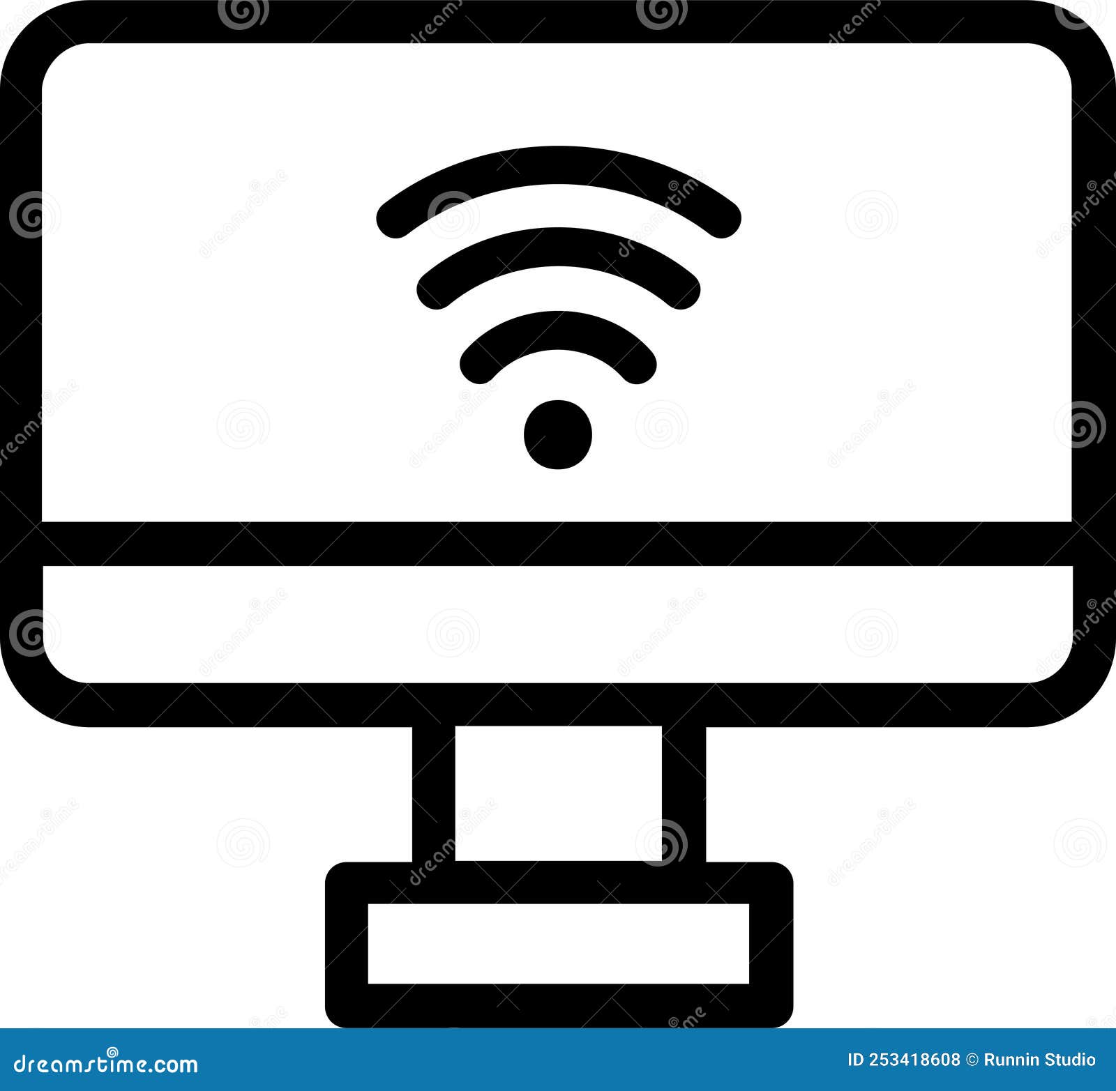 Wireless Desktop Icon with Outline Style Stock Vector - Illustration of ...