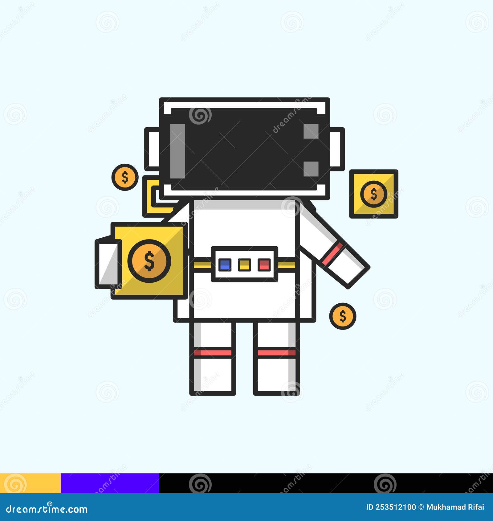 Astronaut Box Arry Dollar Coins Stock Vector - Illustration of : 253512100