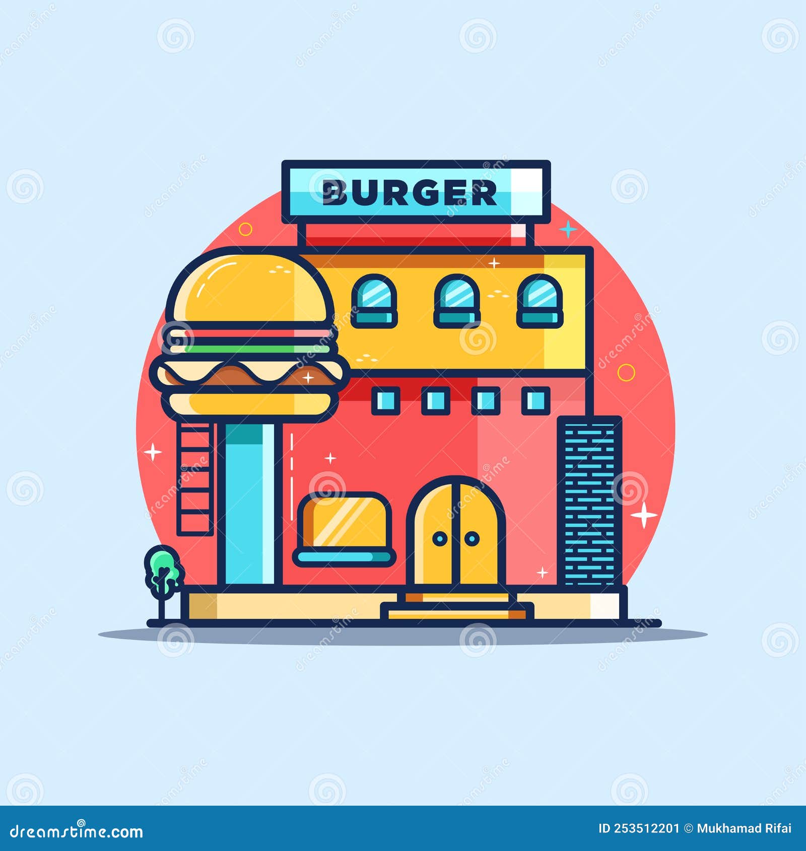 Illustrated burger shop stock vector. Illustration of house - 253512201