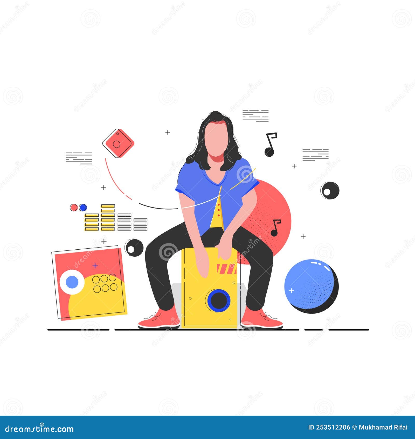 People Play Cajon with Harmony, for Your Product, Etc, Flat ...