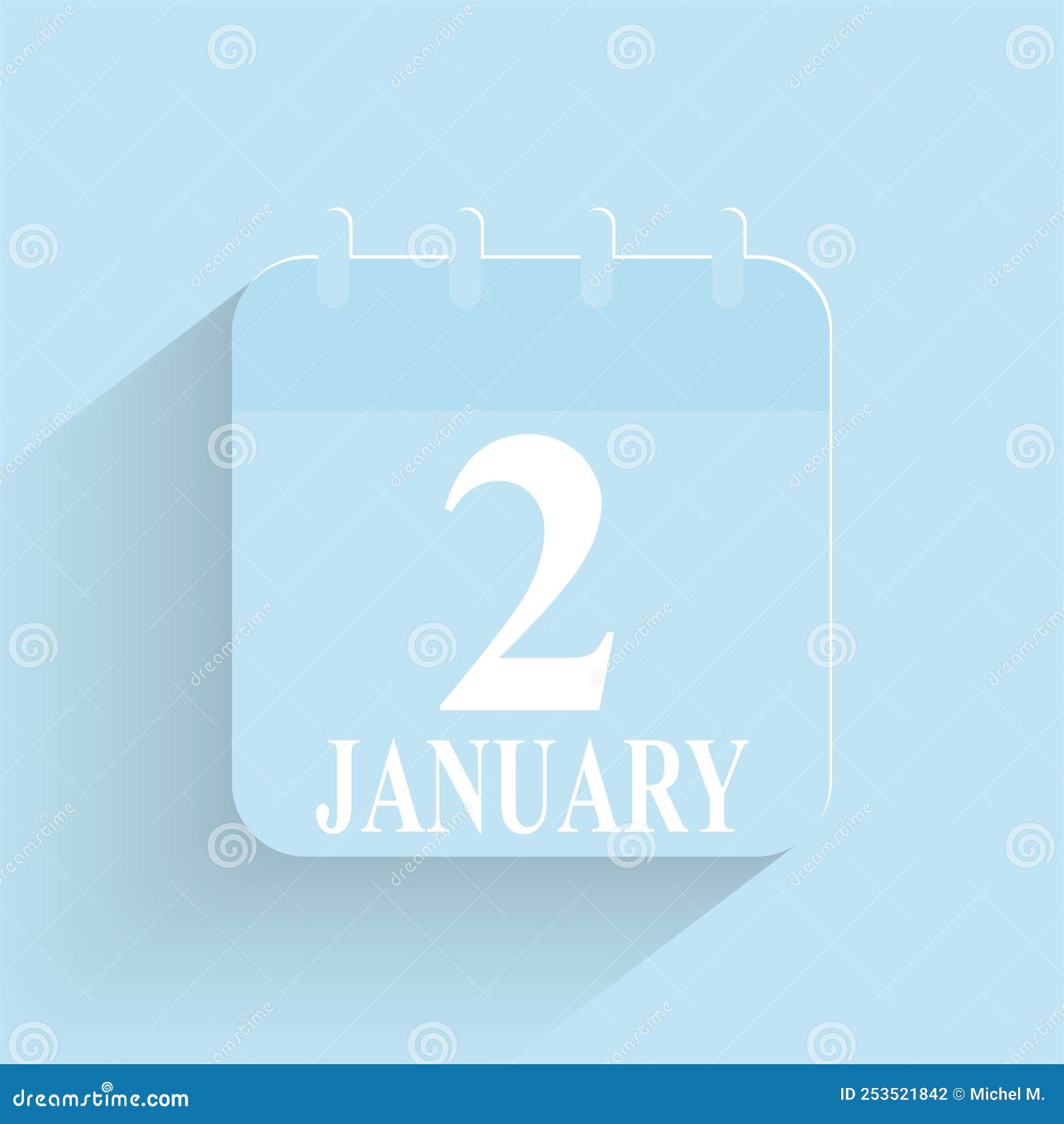 January 2 daily Calendar Icon Date and Time Day Month Holiday Flat ...