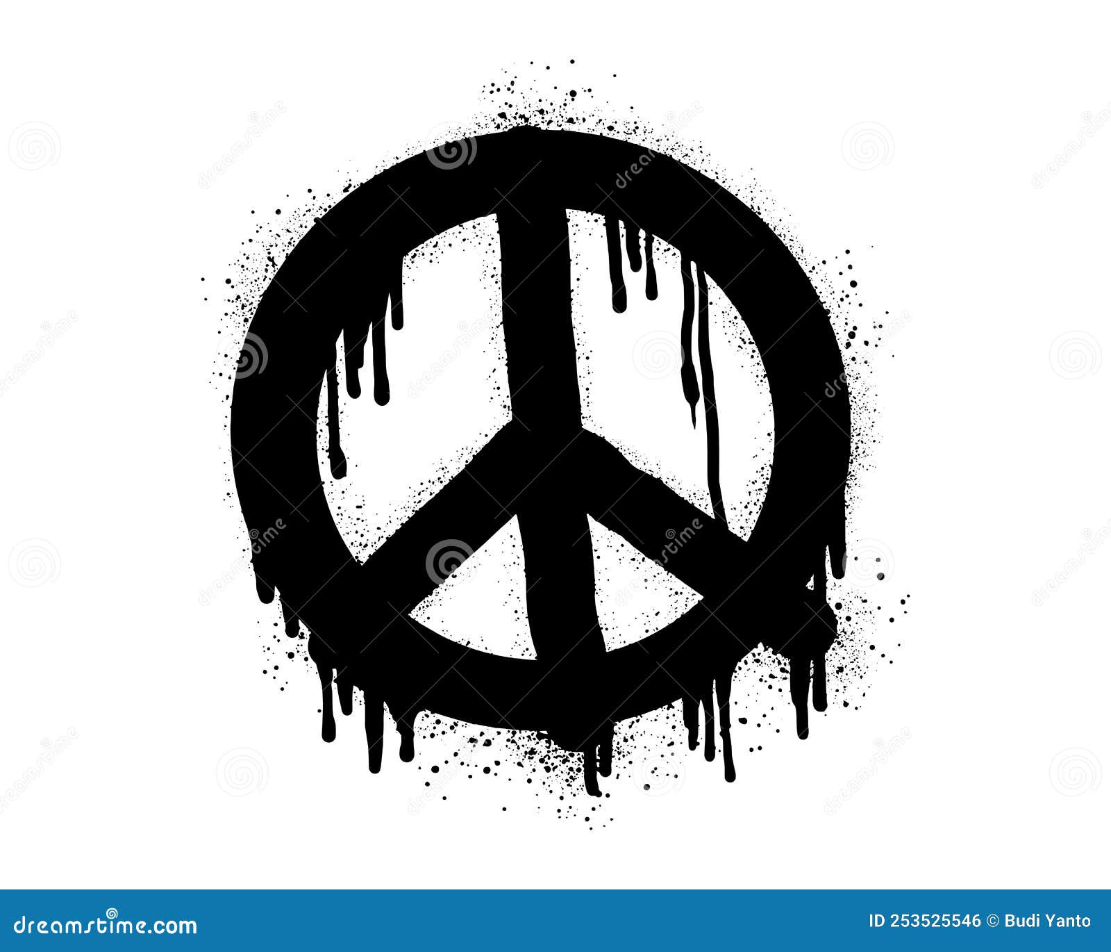 Spray Painted Graffiti Peace Sign. on Black Over White. Peaceful Drip ...