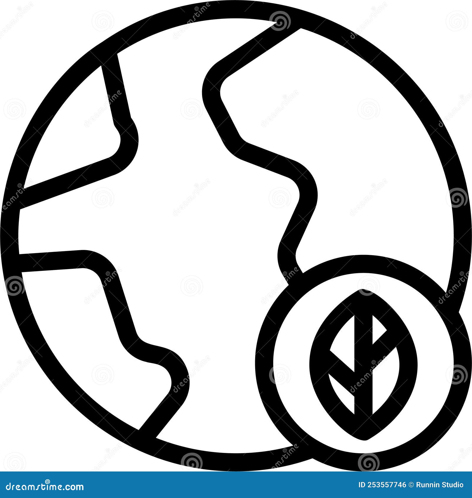 Earth Icon with Outline Style Stock Vector - Illustration of line ...