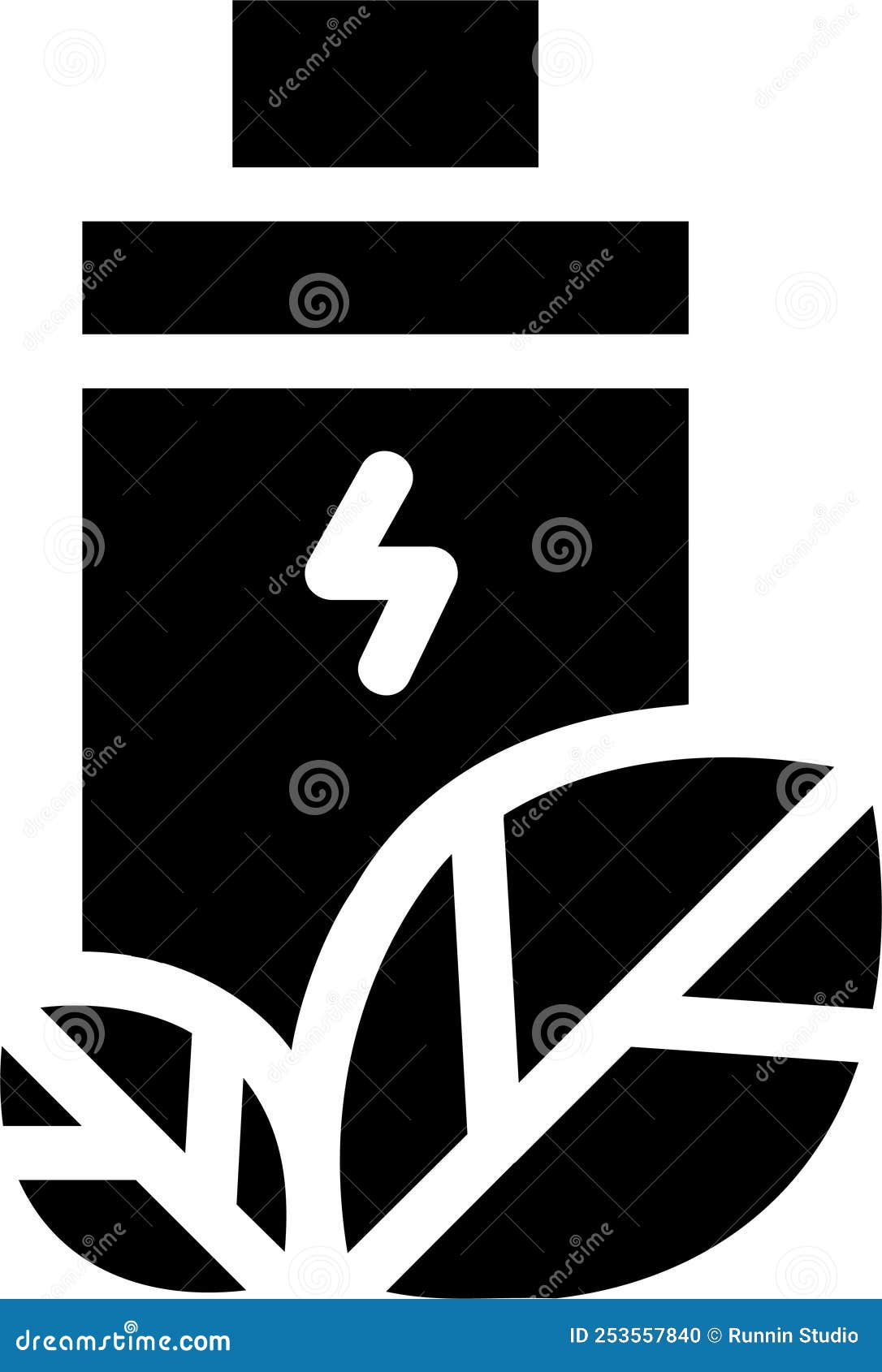 Eco Battery Icon with Glyph Style Stock Vector - Illustration of clean ...