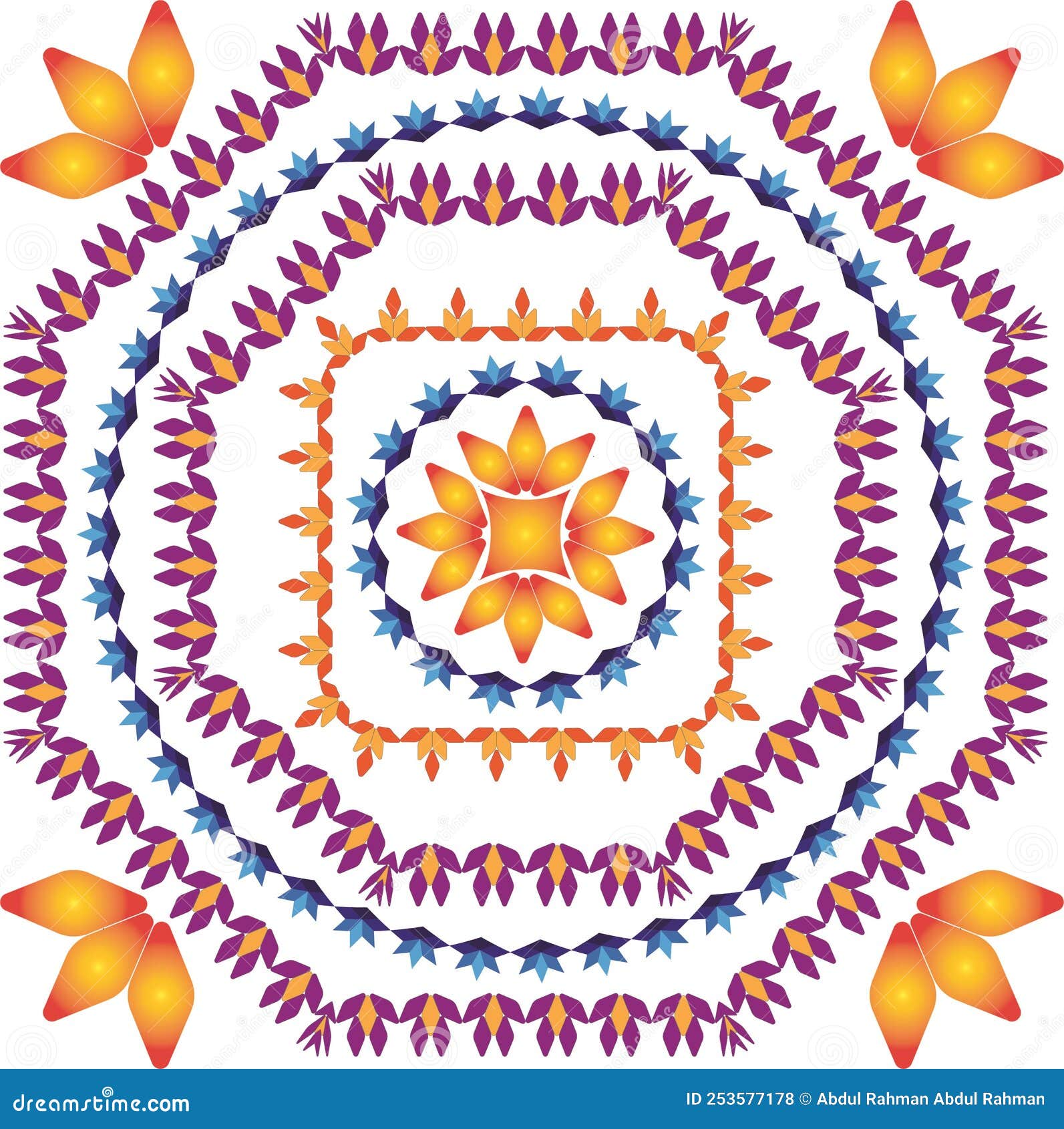 Rounded Flowers Decorative Design , Circle Flower Design , Stock ...