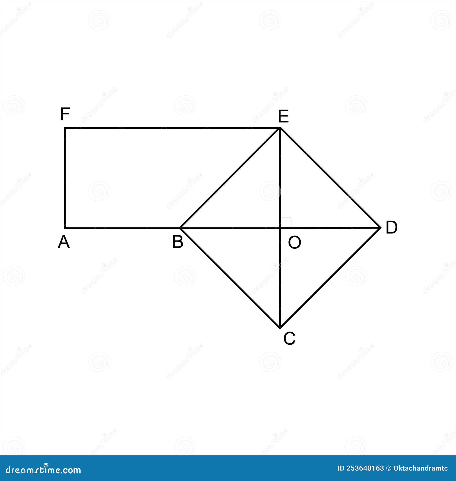 Illustration of a Combination of Two Intersecting Flat Shapes. Merged ...