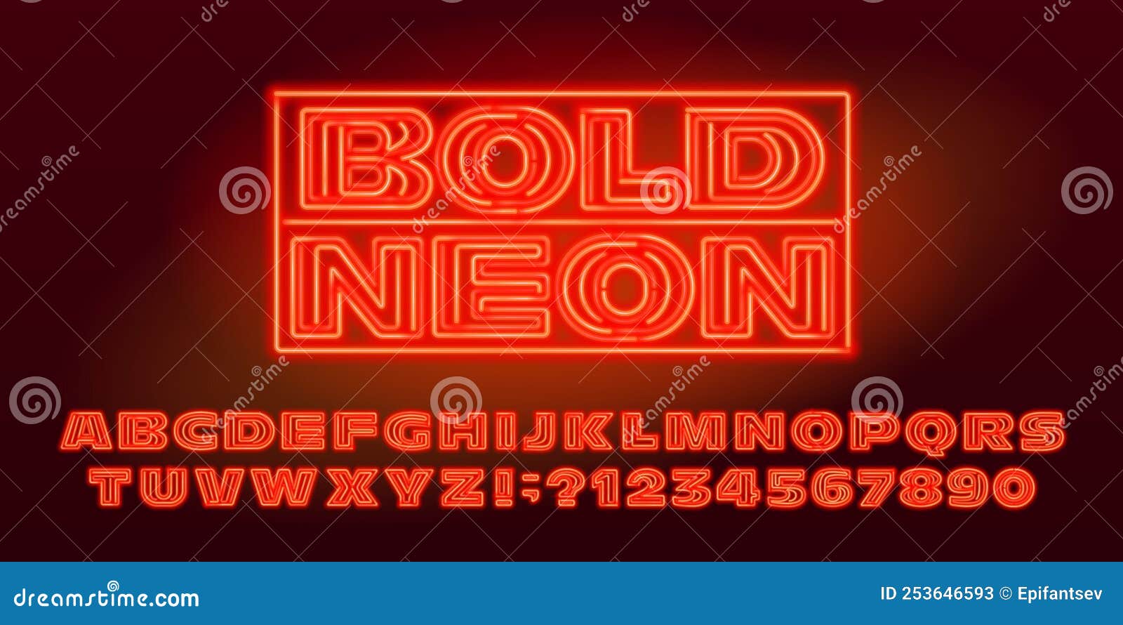 Bold Neon Alphabet Font. Orange Neon Letters and Numbers Stock Vector ...