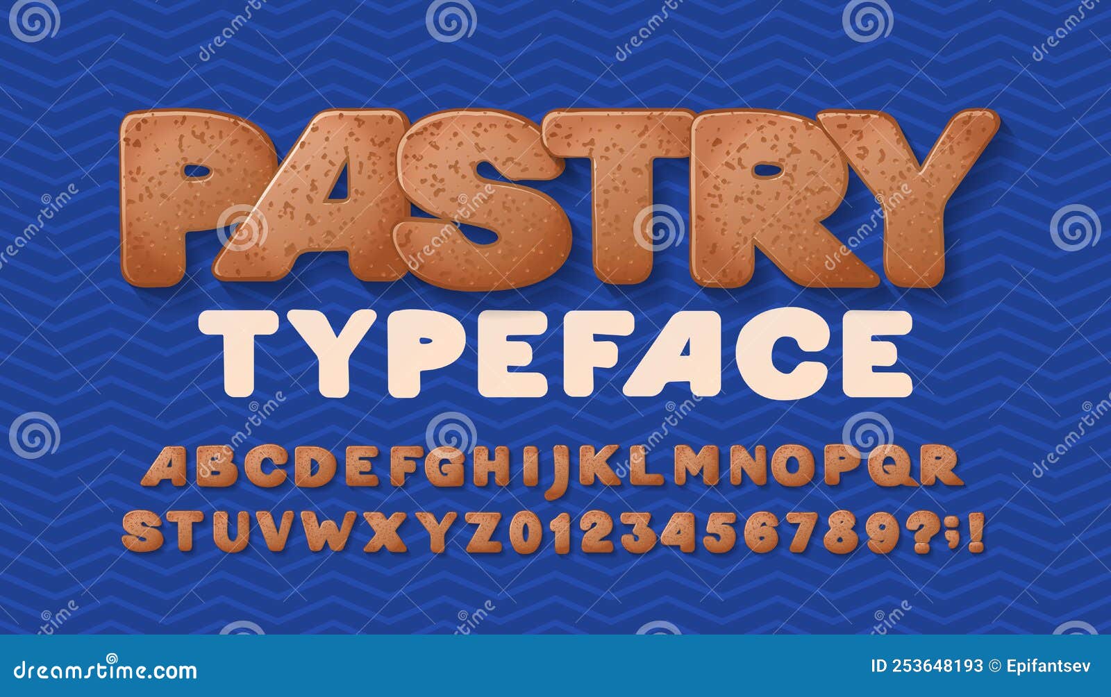 Pastry Alphabet Font. Cartoon Cookie Letters and Numbers Stock Vector ...