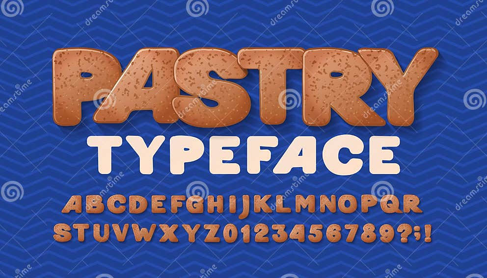 Pastry Alphabet Font. Cartoon Cookie Letters and Numbers Stock Vector ...