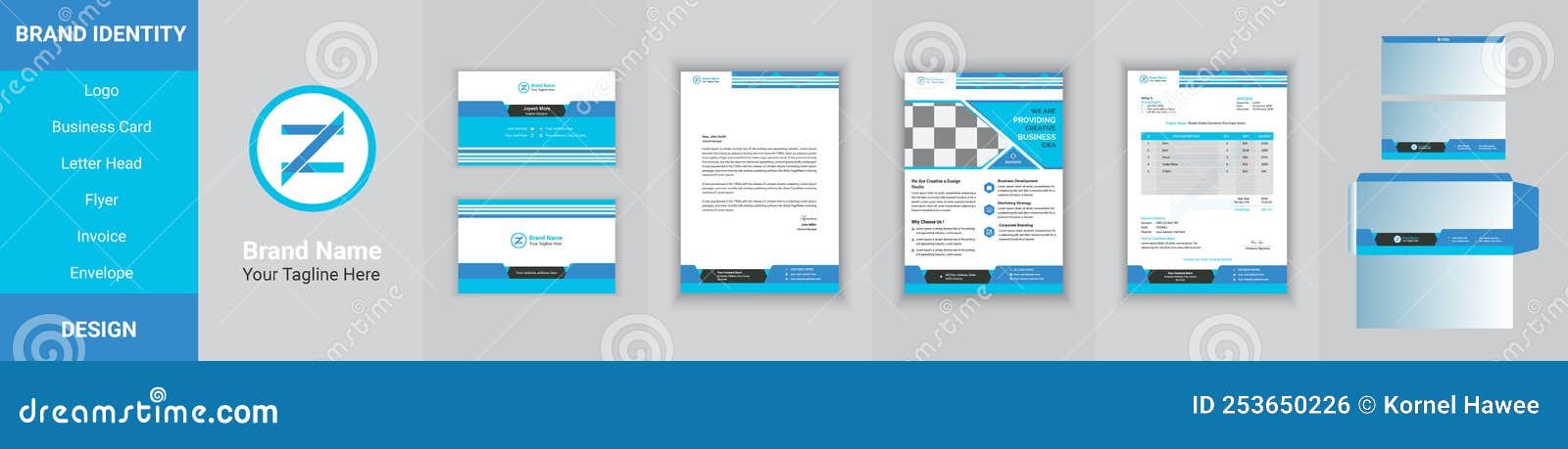 Blue Corporate Brand Identity Template Design with Black and Various ...