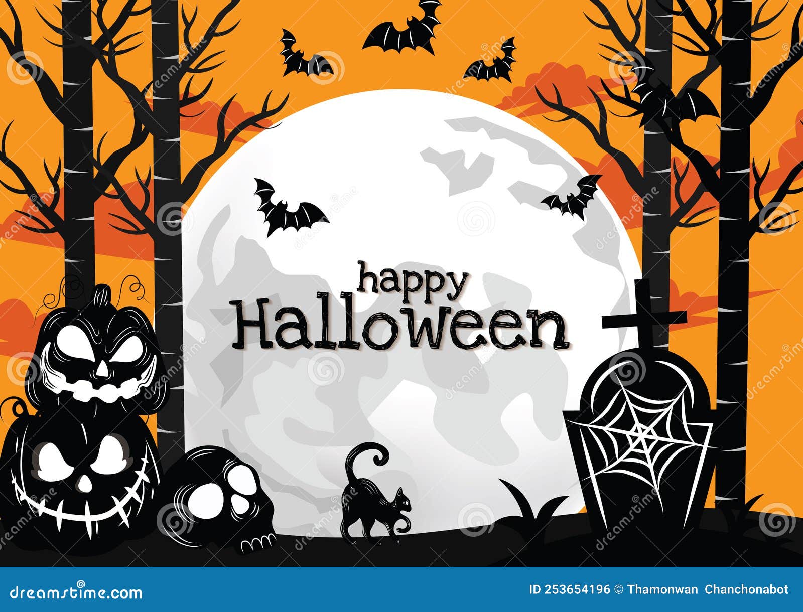 Halloween Cute Item Seamless Vector Design Stock Vector - Illustration ...