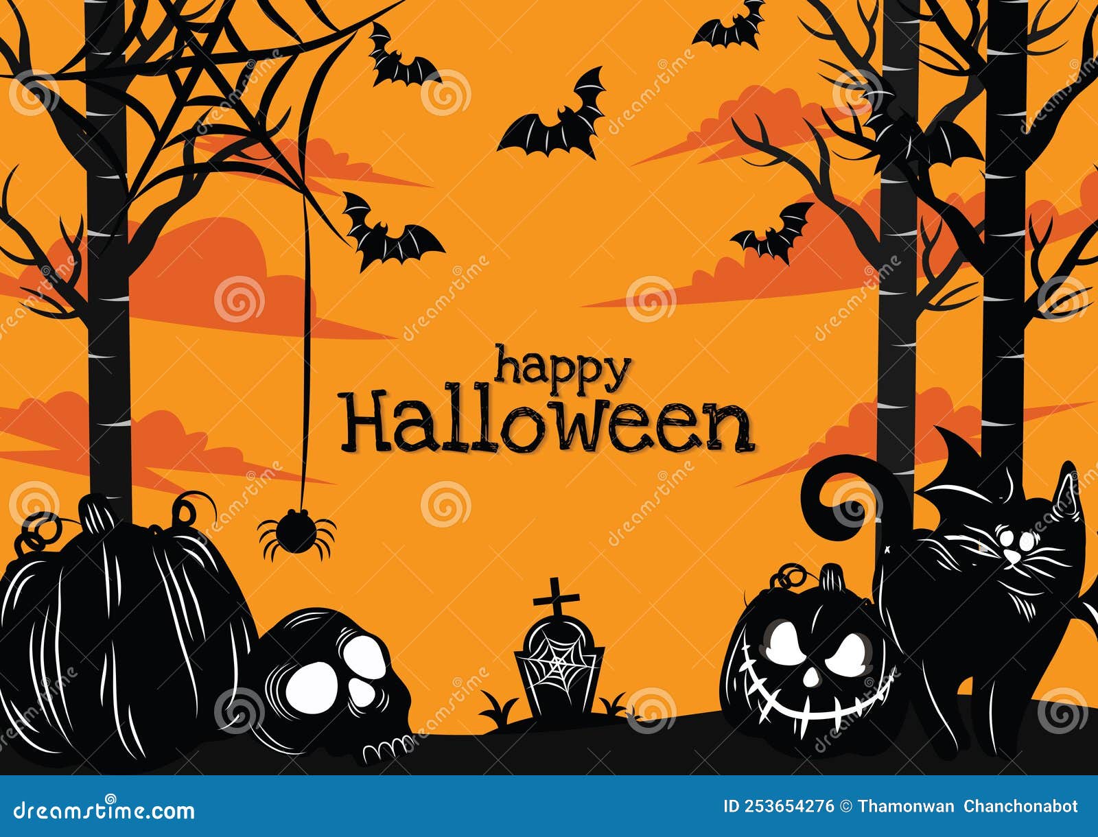 Halloween Cute Item Seamless Vector Design Stock Vector - Illustration ...