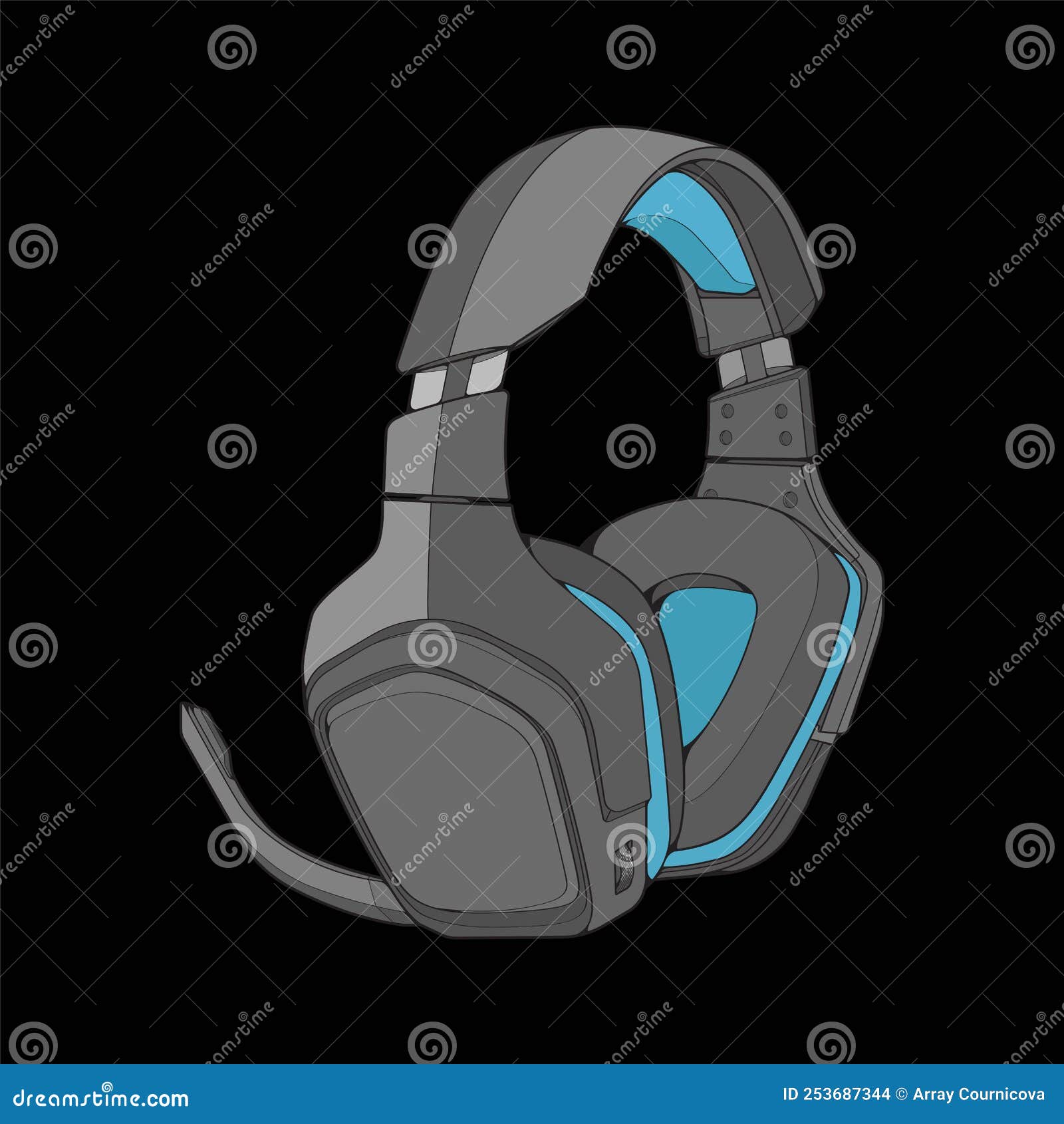 Color Block Headphones Vector Illustration, Music Concept, Line Art ...
