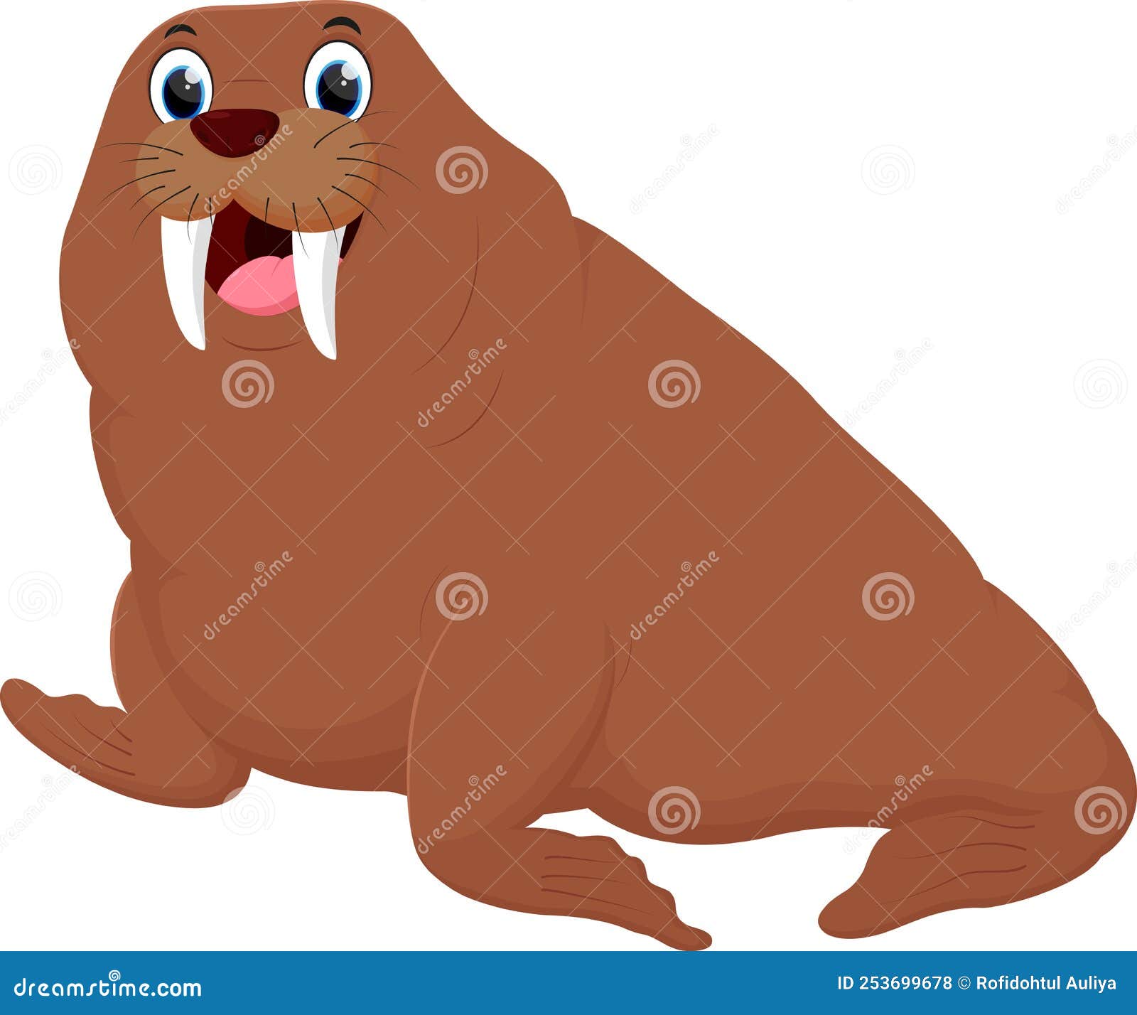 Cartoon Funny Walrus, Isolated on White Background Stock Vector ...