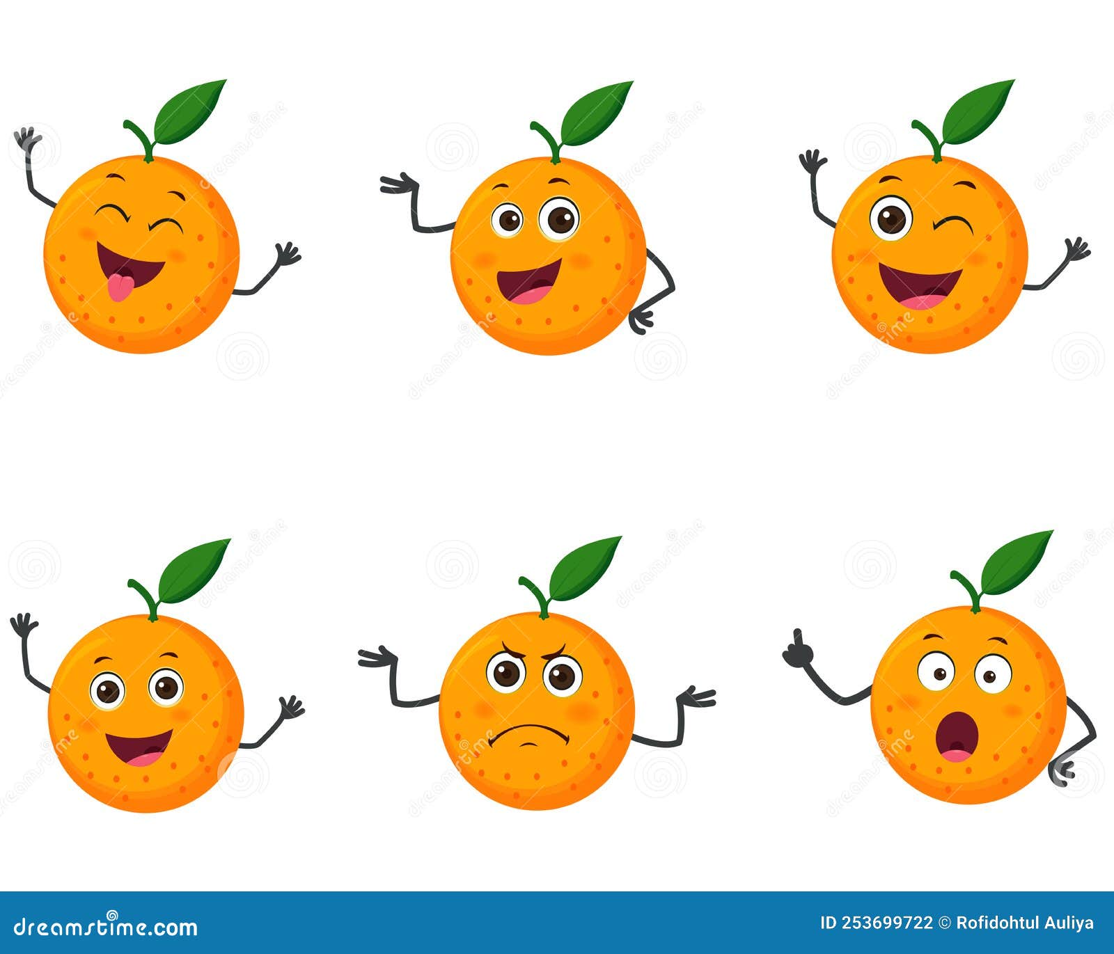 Set of Cute Orange Character Cartoon Stock Vector - Illustration of ...