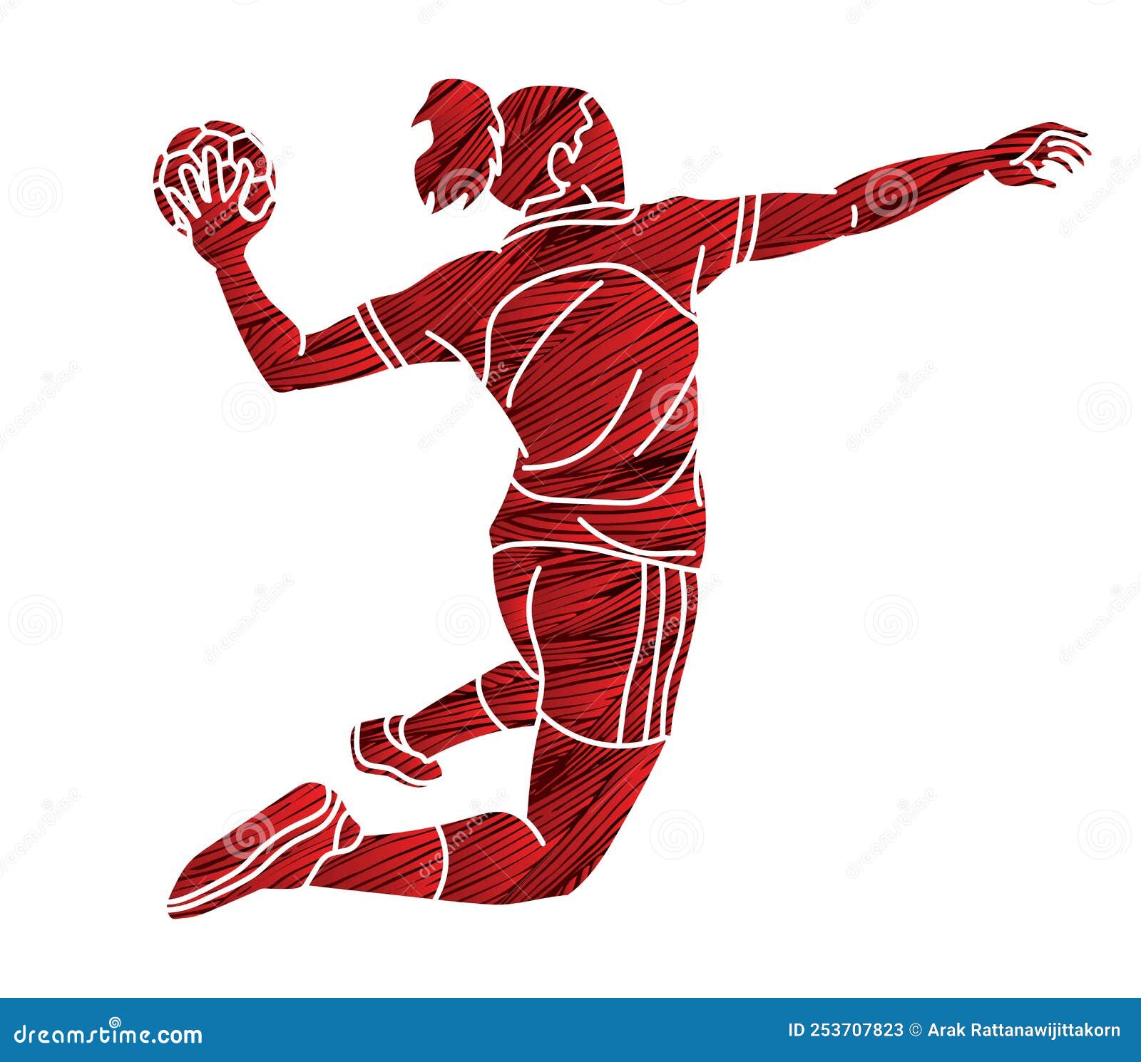 Handball Sport Woman Player Action Cartoon Graphic Vector Stock Vector ...
