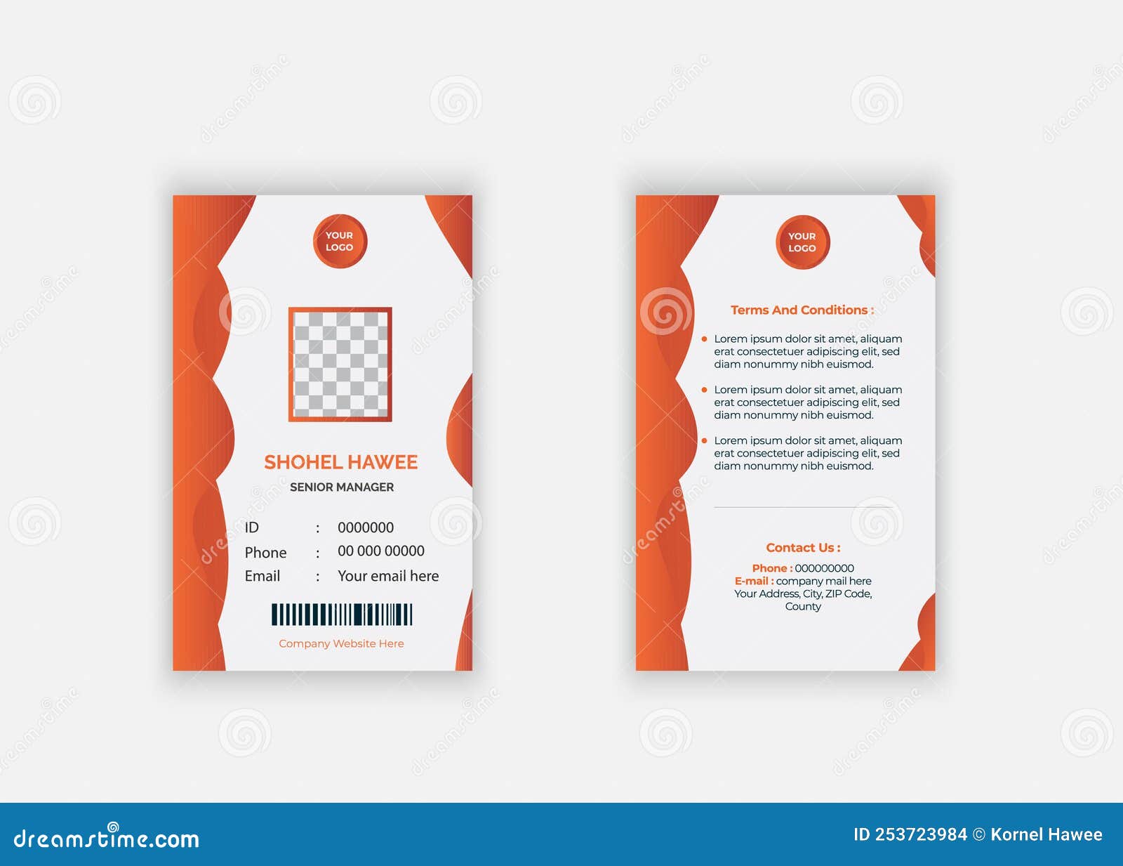 Corporate Office ID Card Design Template with Orange Color Stock Vector ...