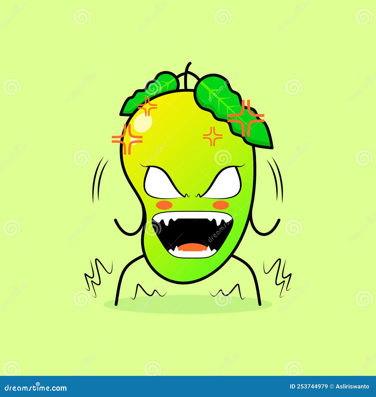 Cute Mango Character Withvery Angry Expression. Eyes Bulging and Mouth ...