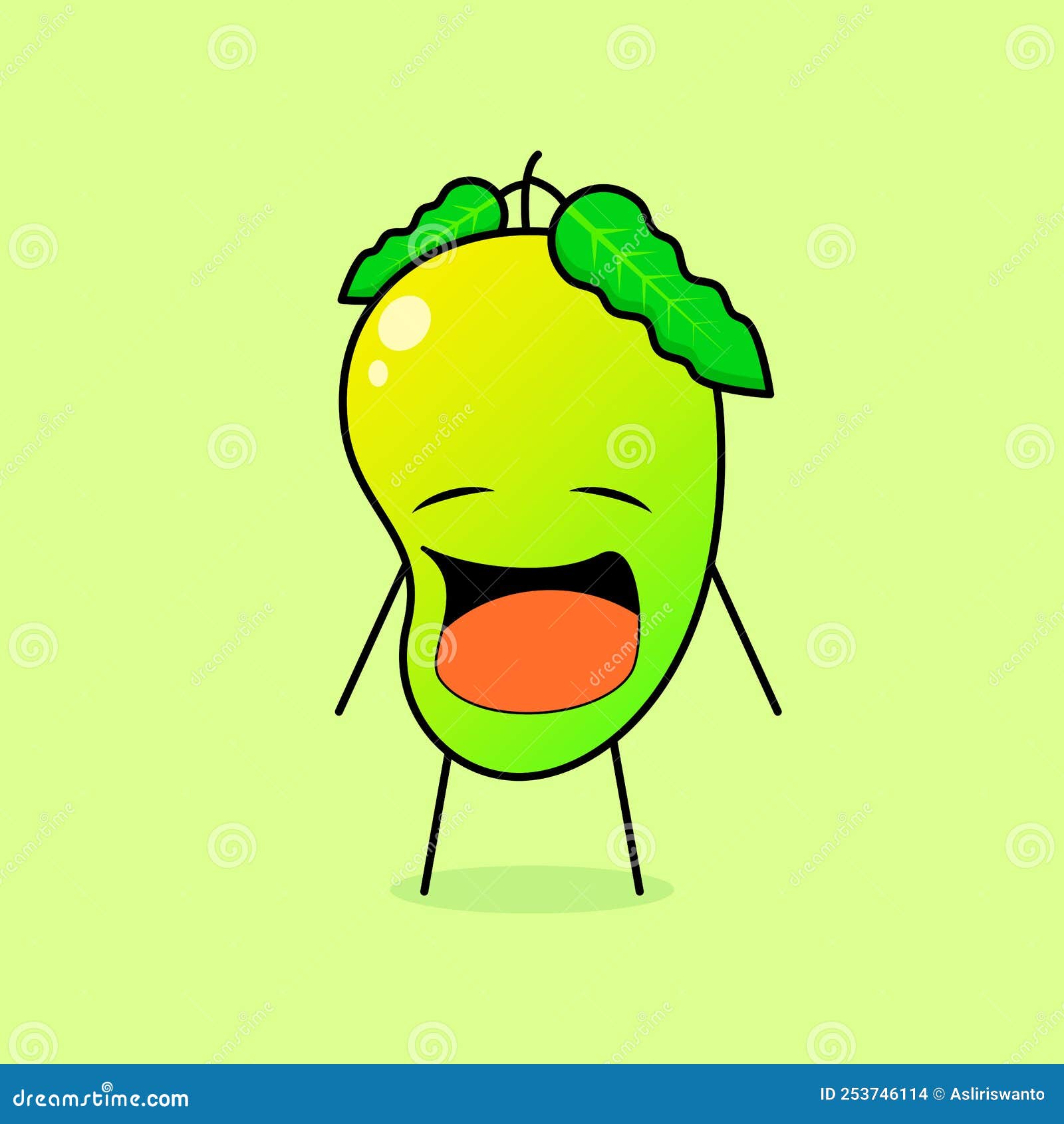 Cute Mango Character with Crying Expression and Mouth Open Stock Vector ...
