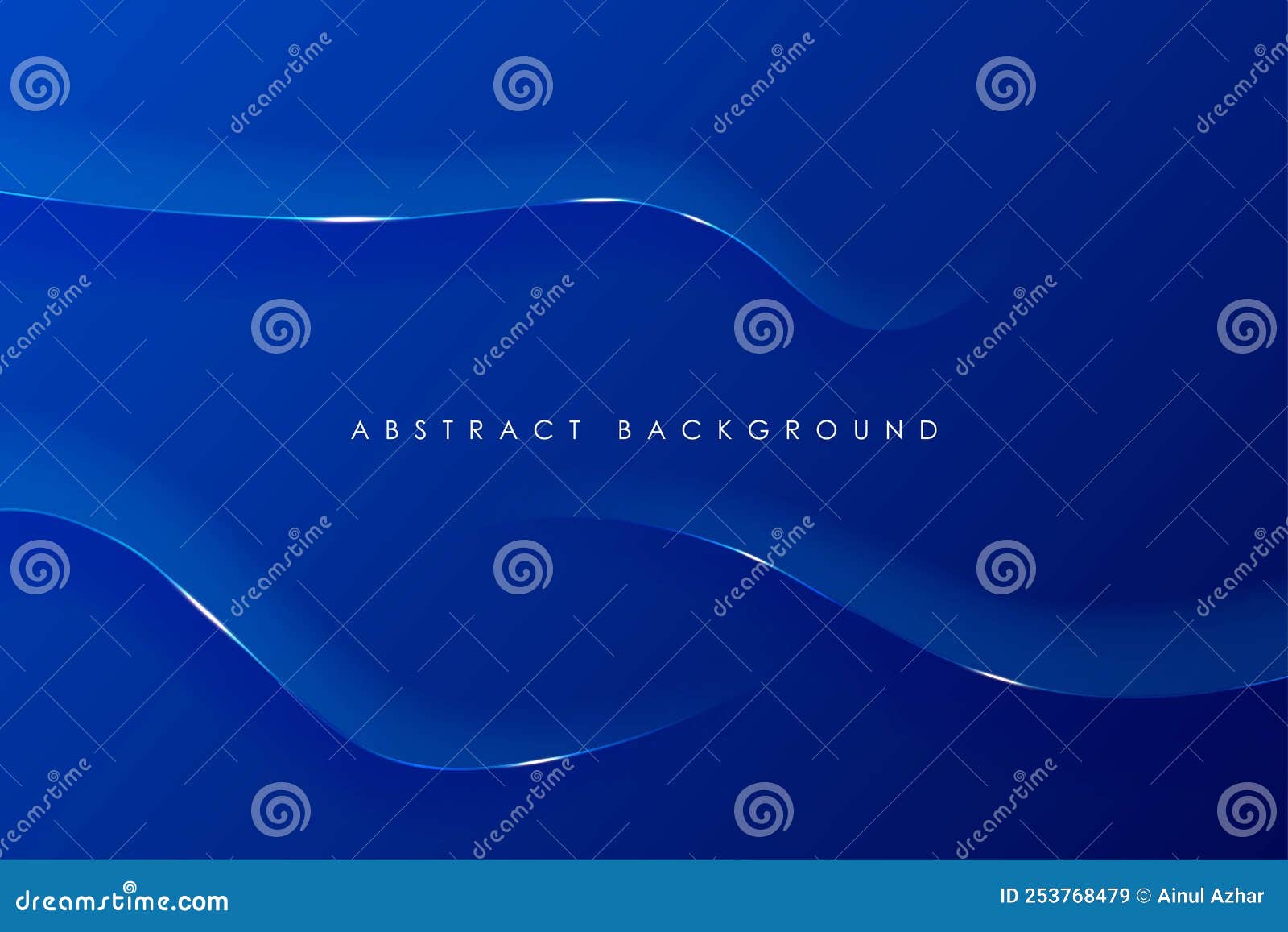 Abstract Blue Background. Gradient Dynamic Wave Shape Golden Light ...