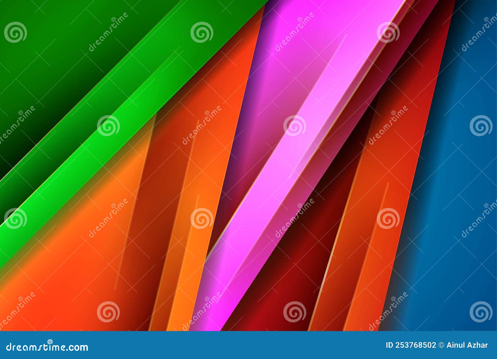 Abstract Papercut Green Orange Pink Red Blue Overlap with Diagonal ...