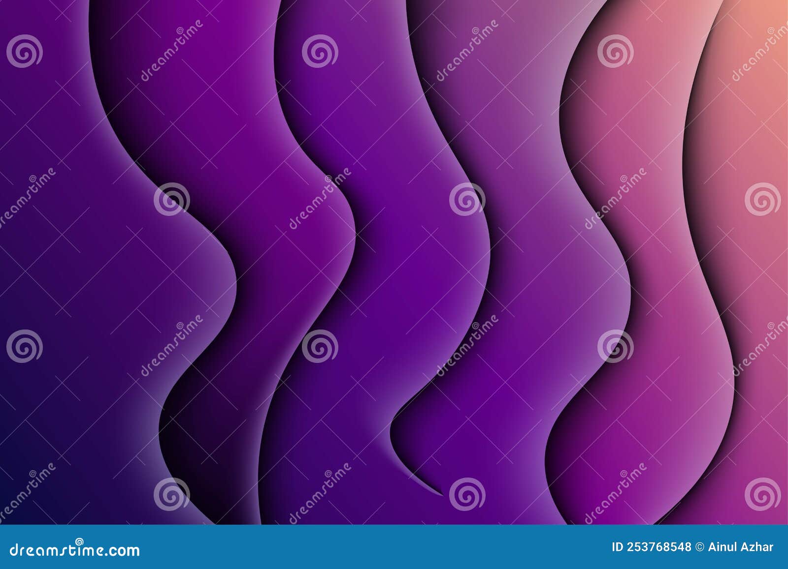 Abstract Colorful Purple Gradient Wavy Shape Dynamic Light and Shadow ...