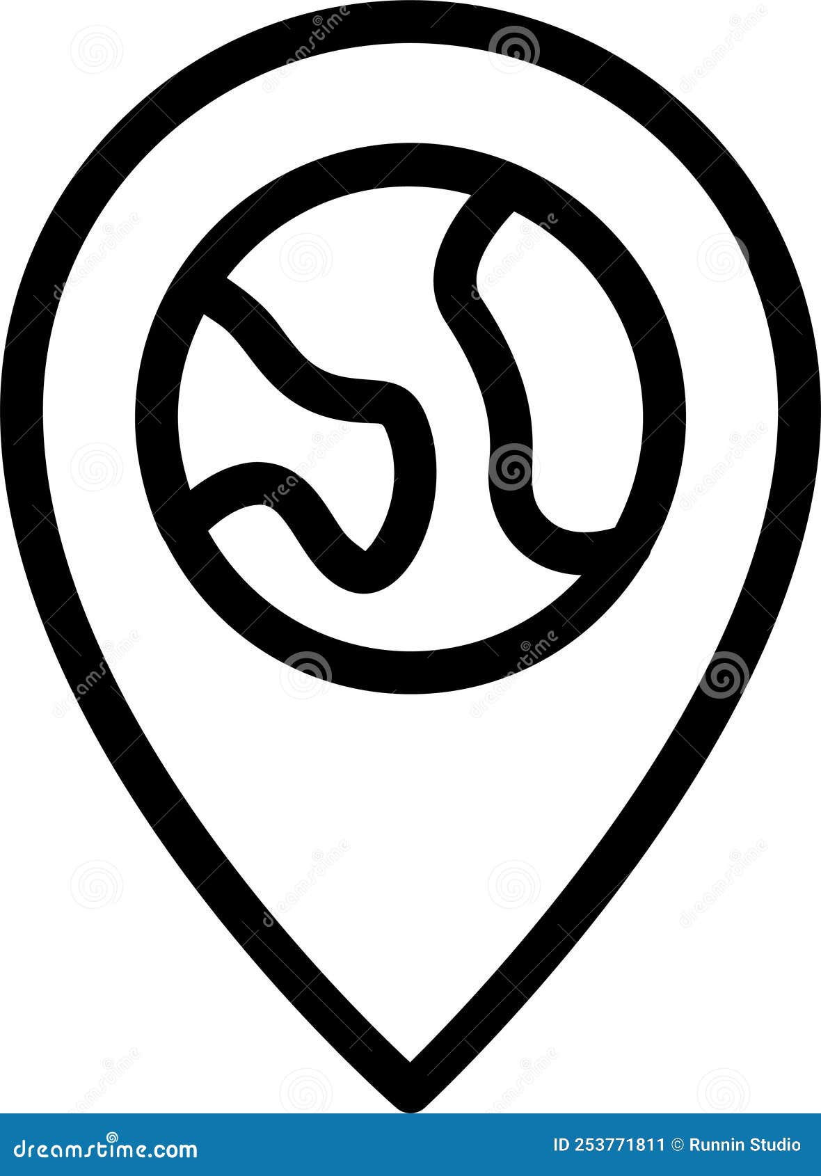 Eco Pin Icon with Outline Style Stock Vector - Illustration of green ...