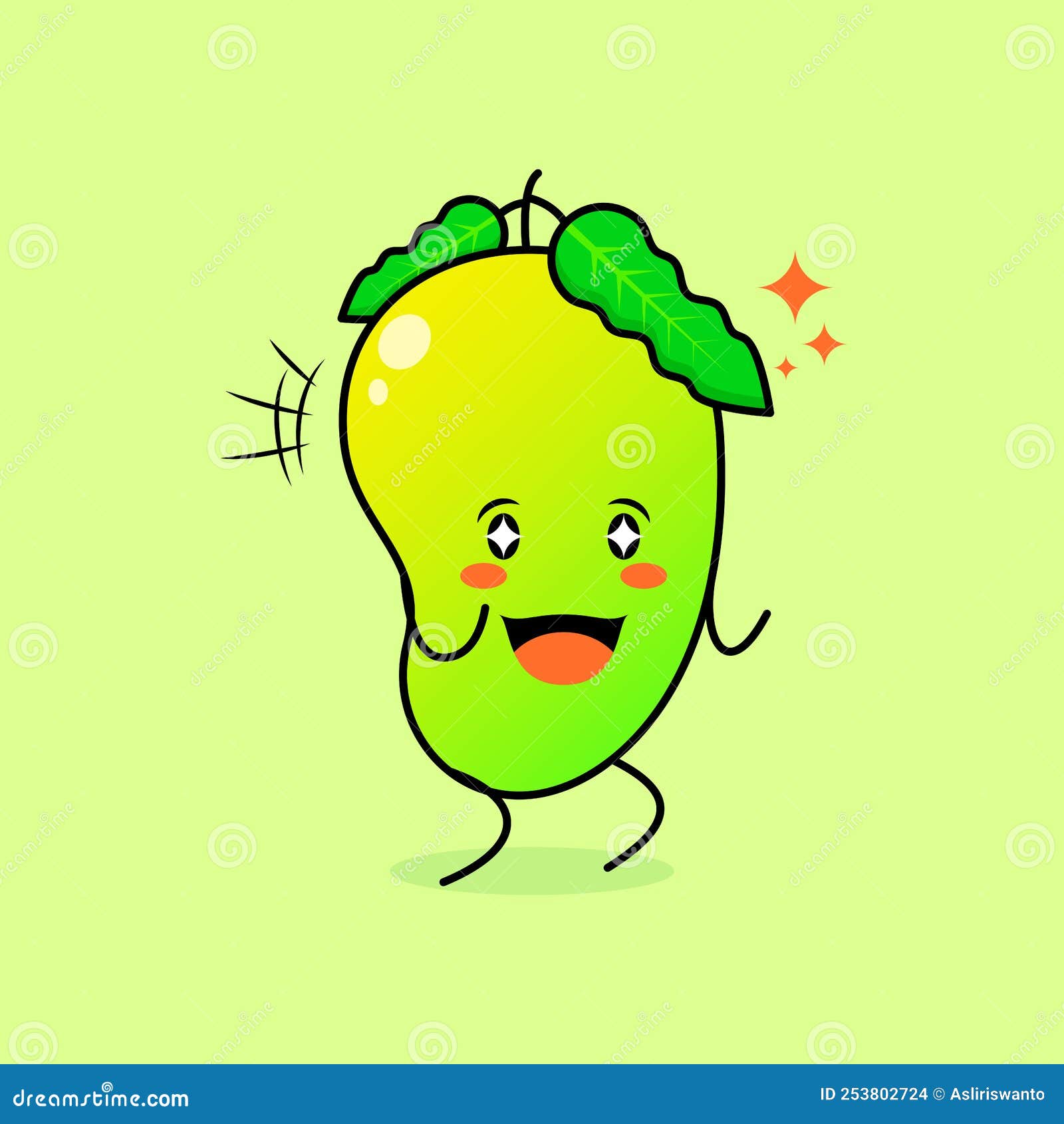Cute Mango Character with Smile and Happy Expression, Two Hands ...