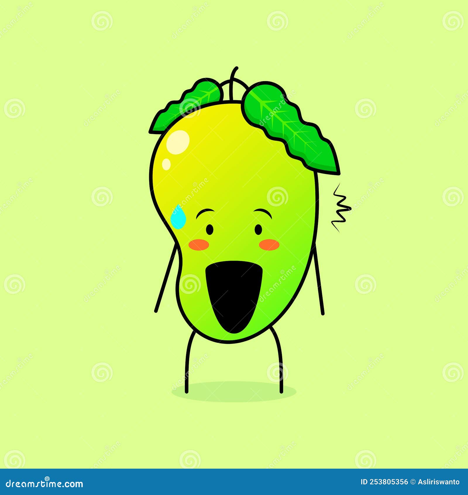 Cute Mango Character with Shocked Expression and Mouth Open Stock ...