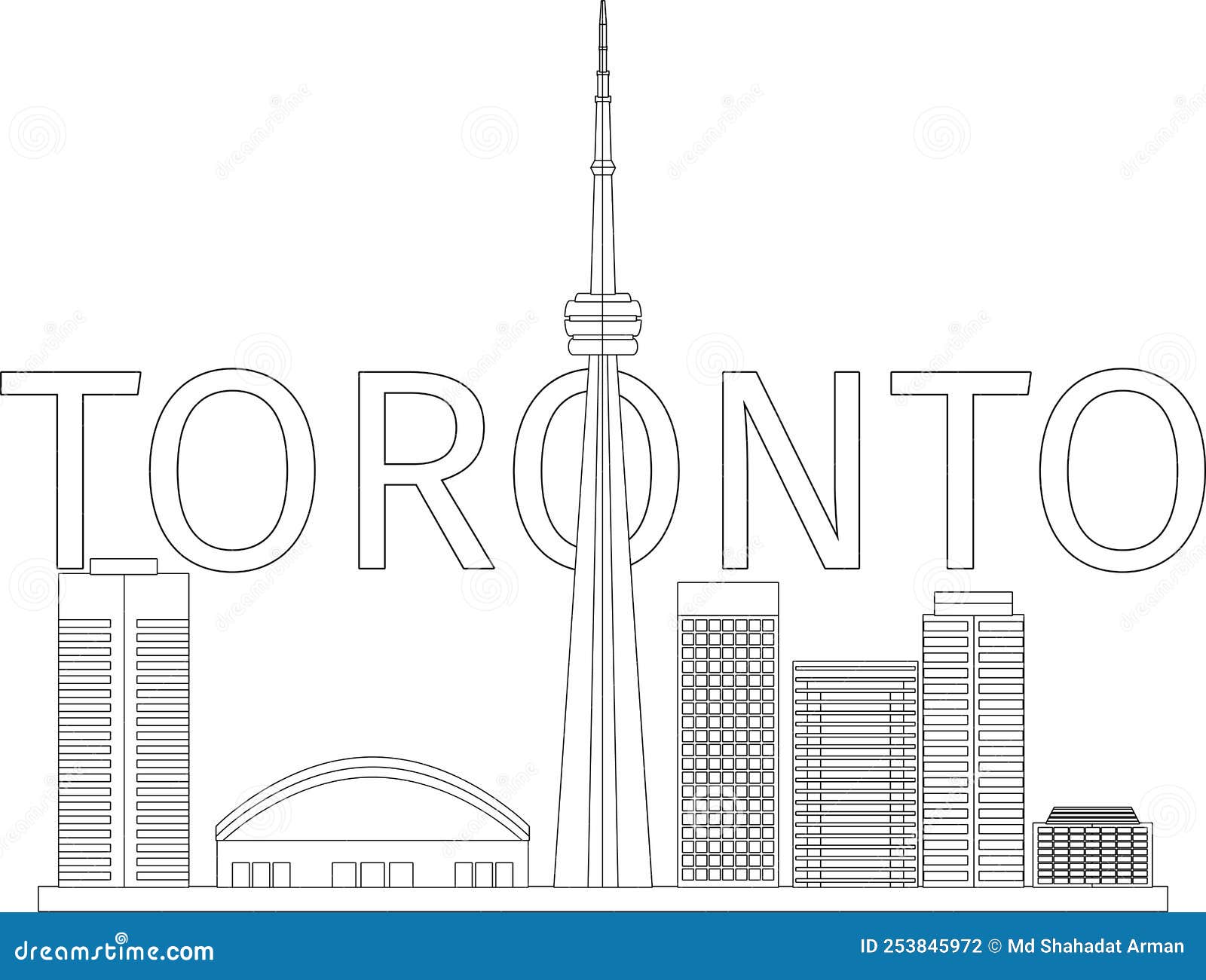 Toronto Doodle Line Art Design, Toronto Building Doodle Coloring Design ...