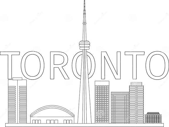Toronto Doodle Line Art Design, Toronto Building Doodle Coloring Design ...